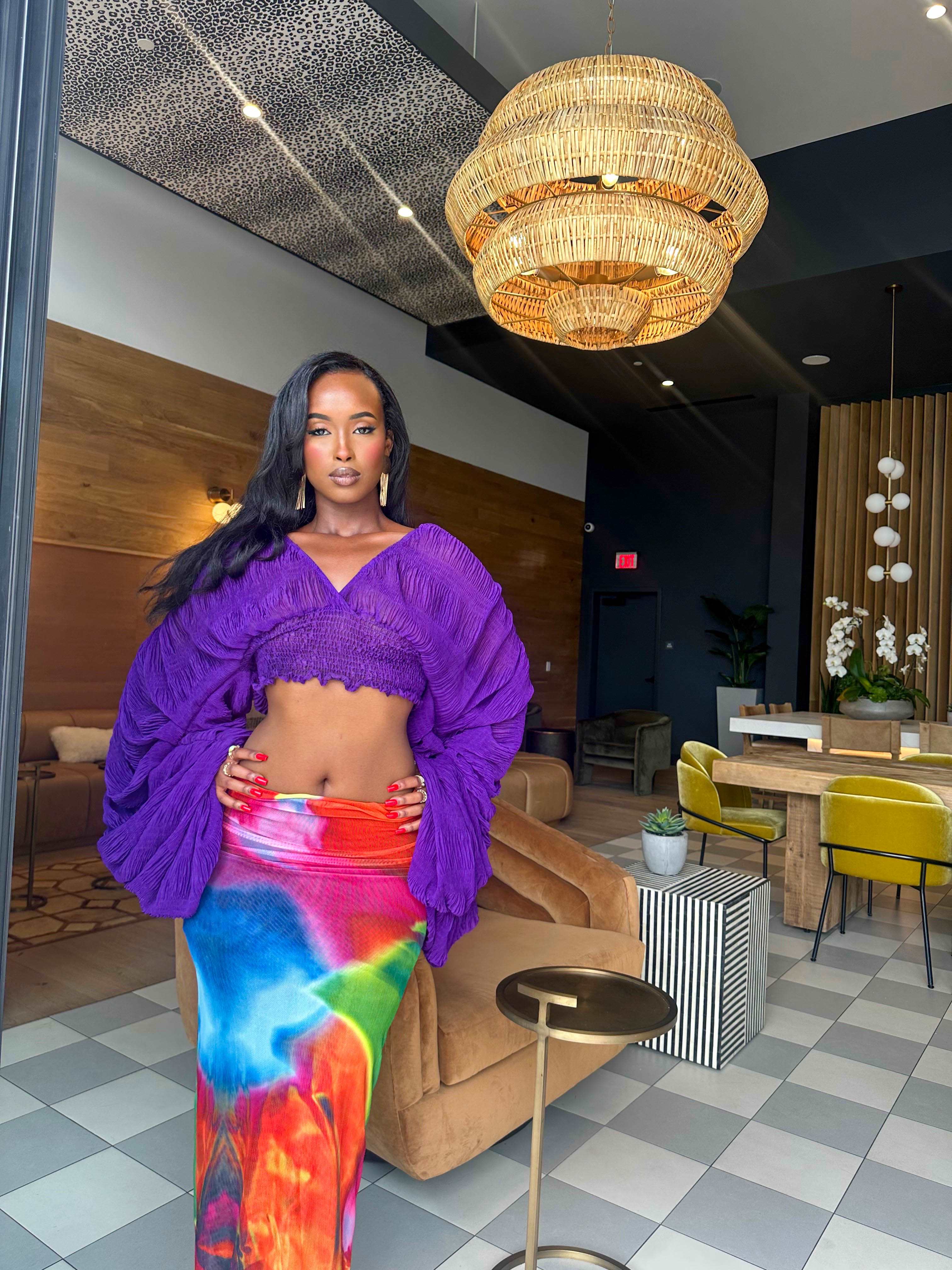 Coco Cropped Blouse - Purple